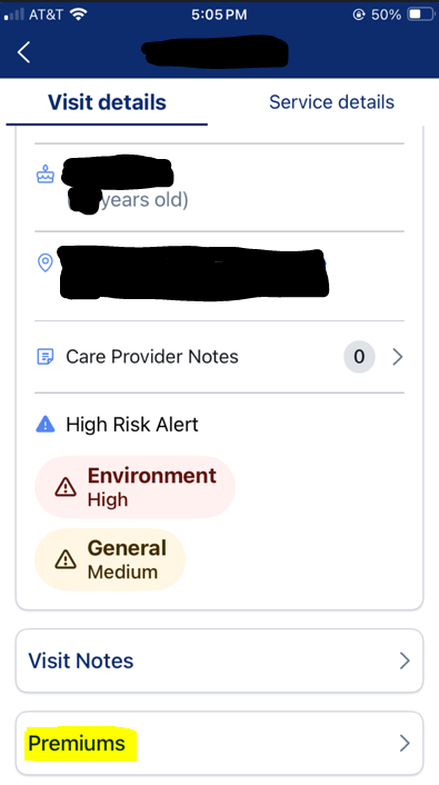 AlayaCare: Adding a Premium to a Visit in the Mobile App – Help at Home ...
